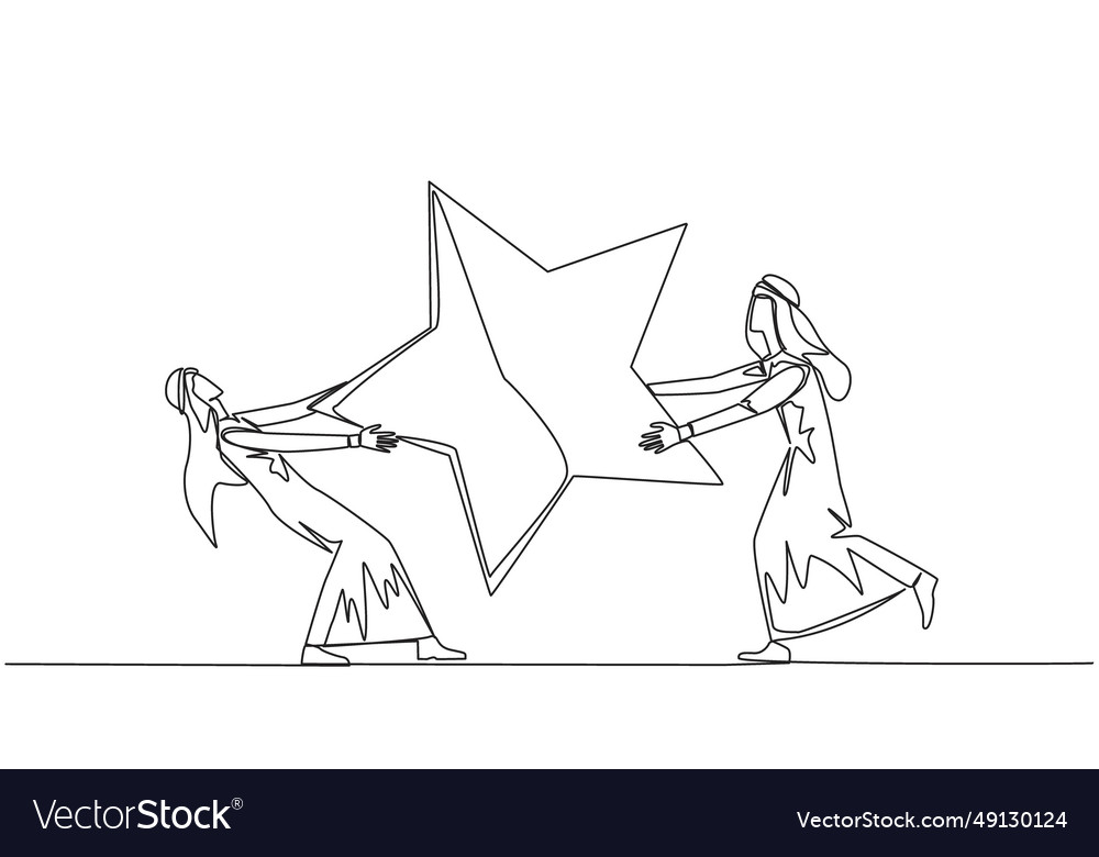 Single continuous line drawing two angry arabian Vector Image Single continuous line drawing two angry arabian Vector Image