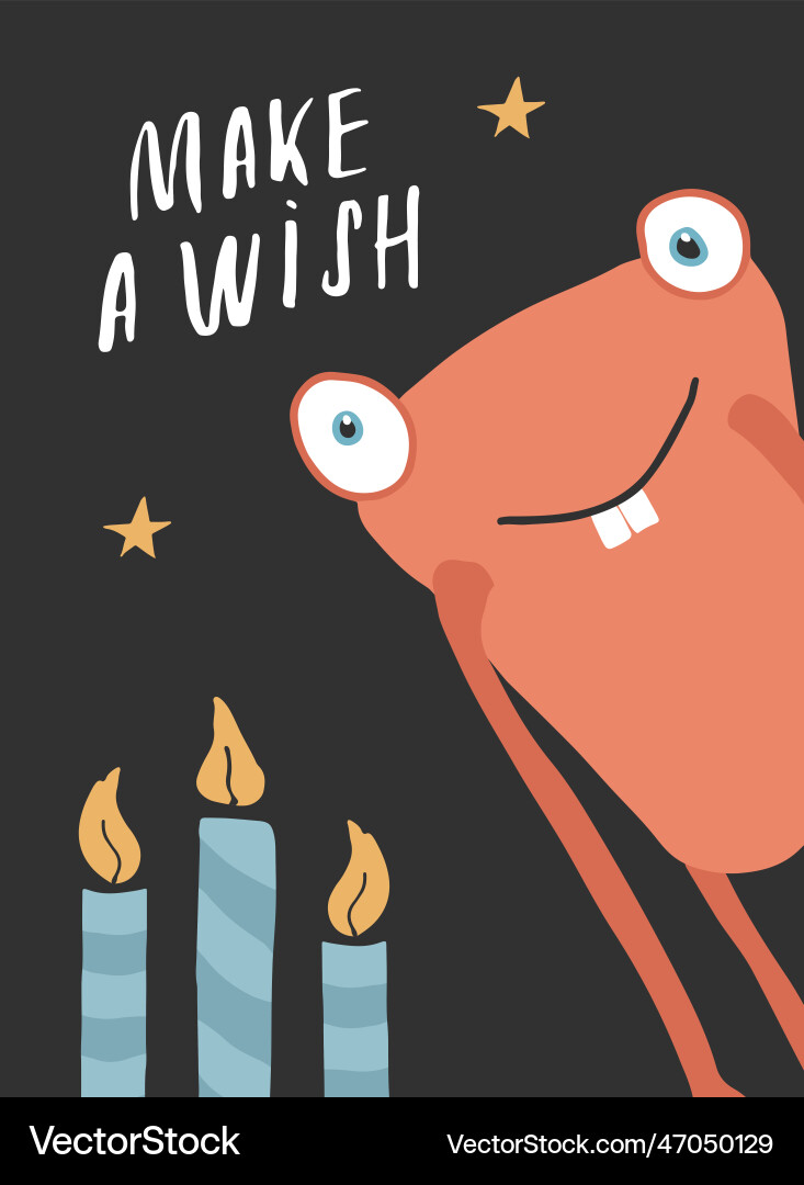 Cute monster birthday greeting card Royalty Free Vector