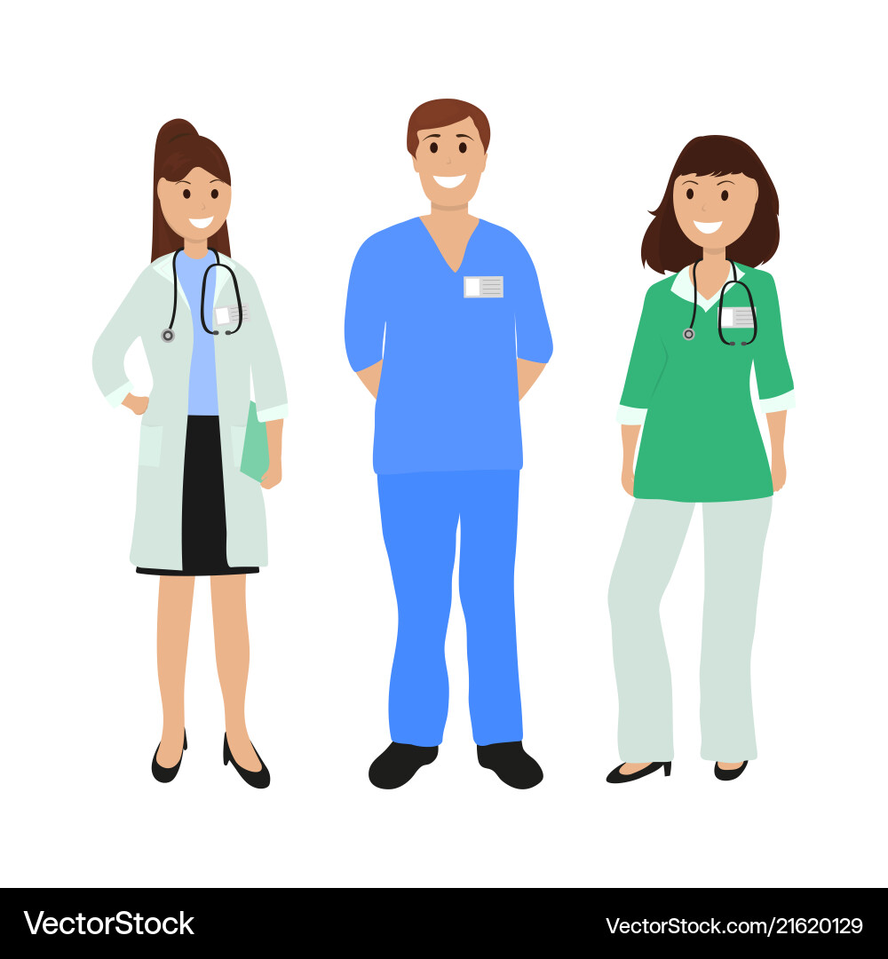 Group doctors in a hospital flat design Royalty Free Vector