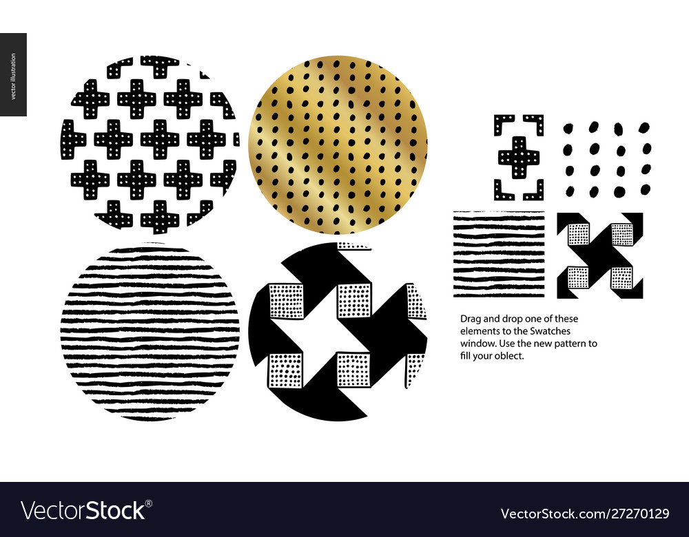 Hand drawn patterns - rounded Royalty Free Vector Image
