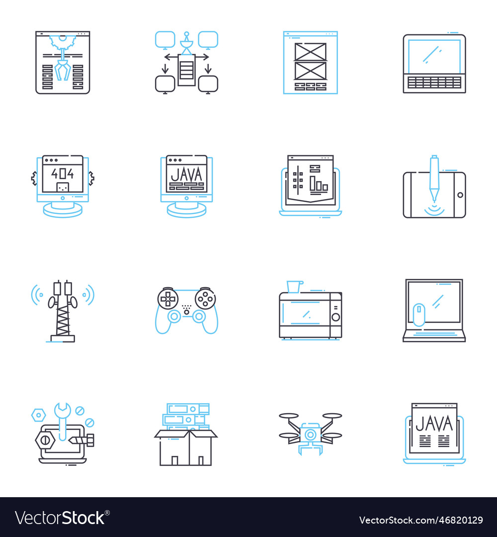 Parallel computing linear icons set concurrency Vector Image Parallel computing linear icons set concurrency Vector Image