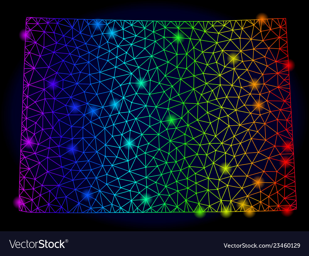 Polygonal network rainbow mesh map Royalty Free Vector Image