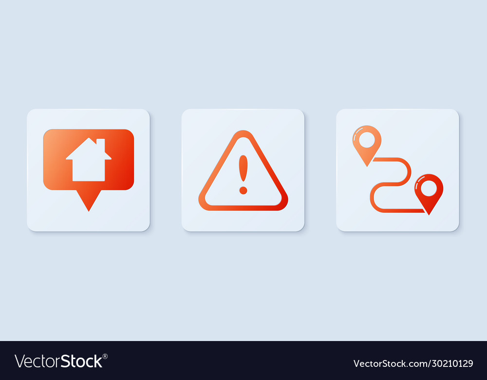 Set exclamation mark in triangle map pointer Vector Image