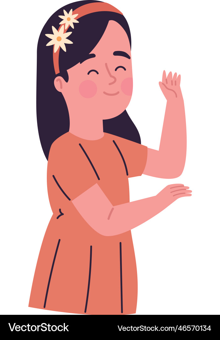 Smiling cartoon girl character Royalty Free Vector Image