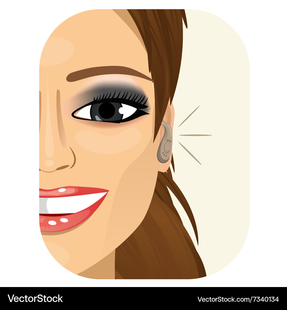Smiling woman wearing a hearing aid Royalty Free Vector