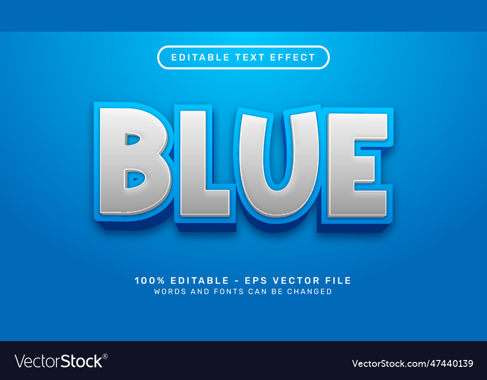 Blue 3d text effect and editable text effect Vector Image