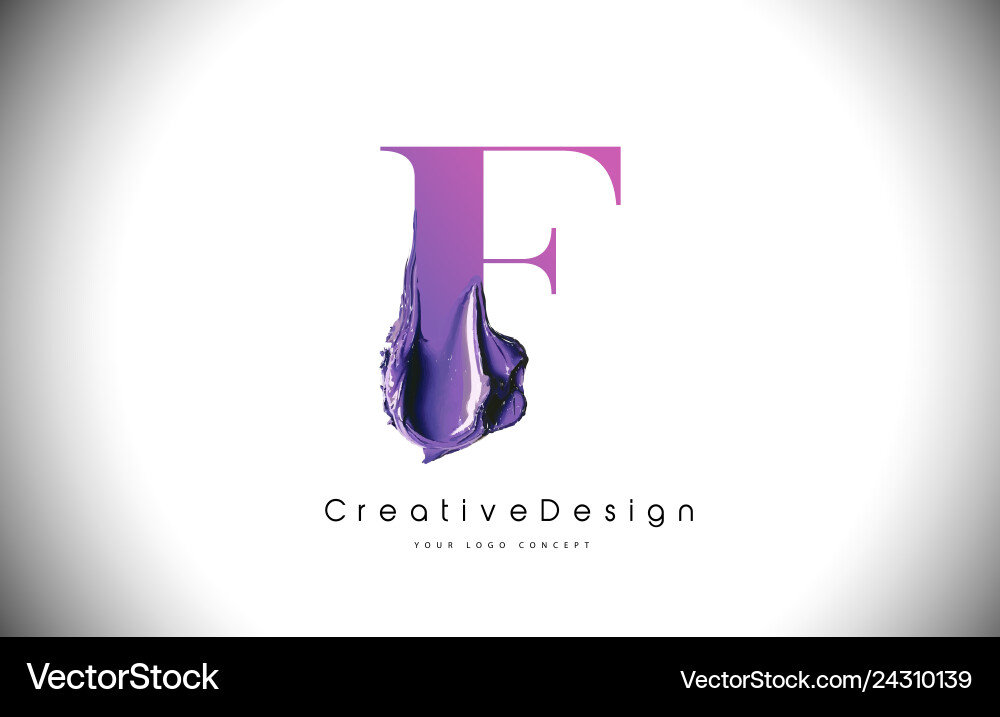 F letter design brush paint stroke purple Vector Image