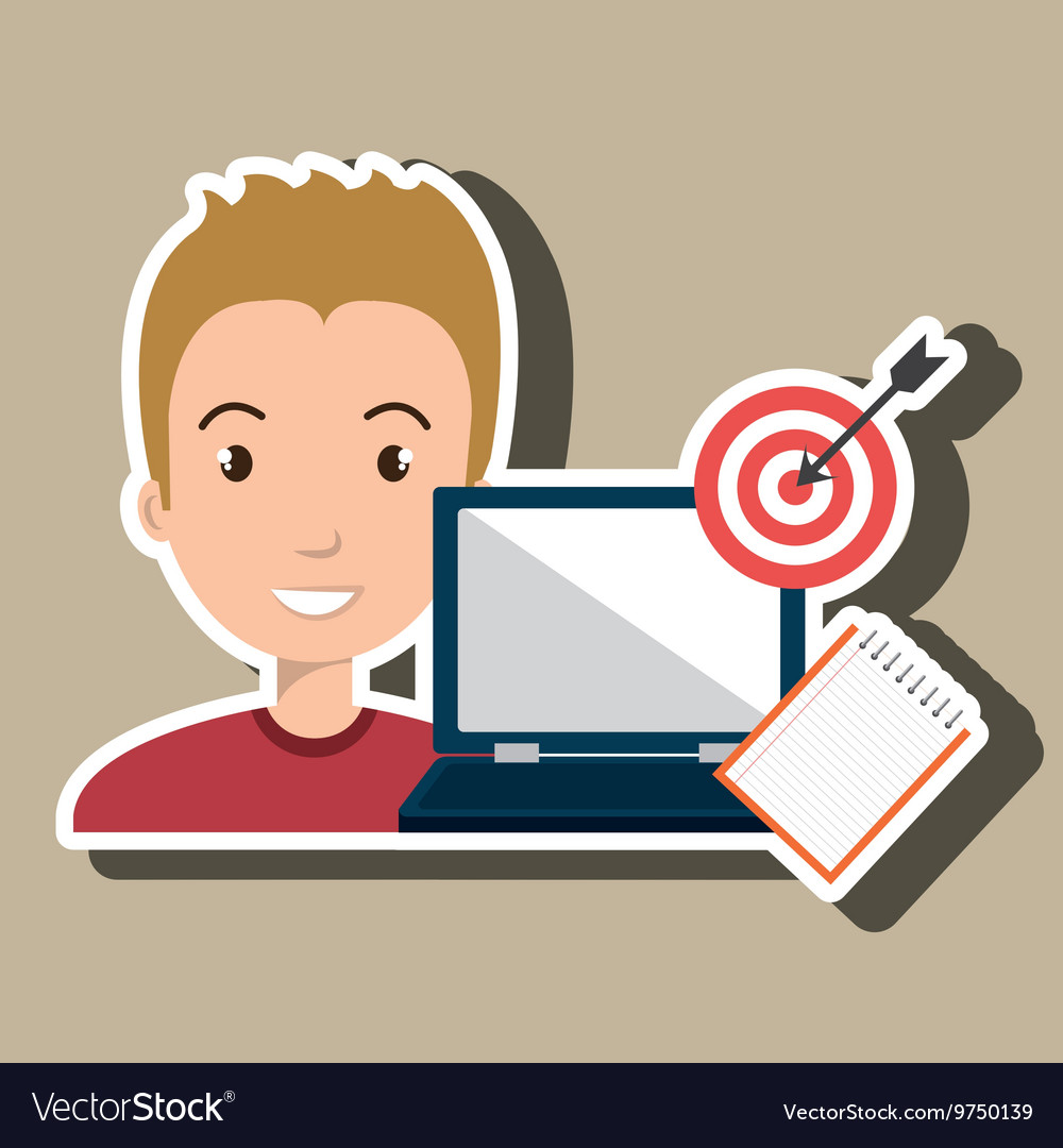 Man with computer isolated icon design Royalty Free Vector