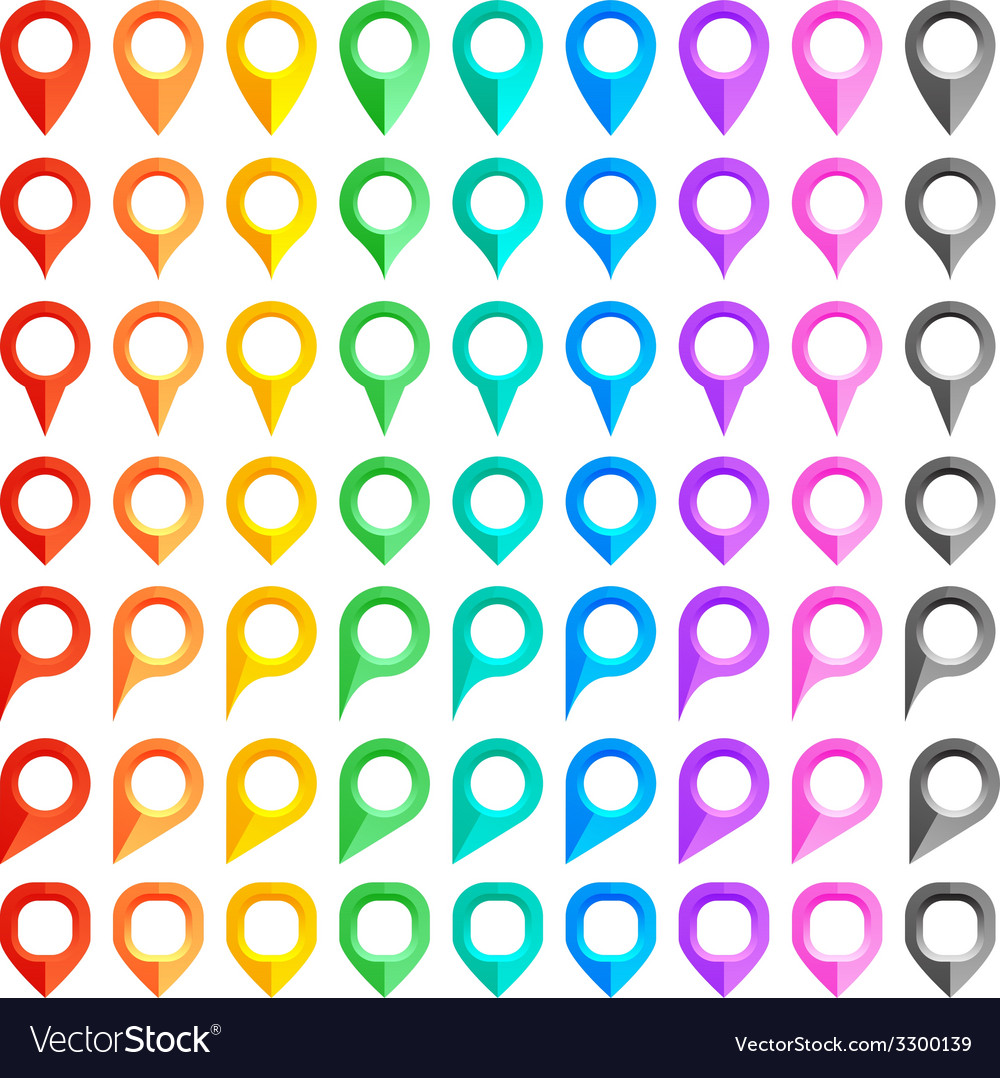 Map pins pointer set Royalty Free Vector Image