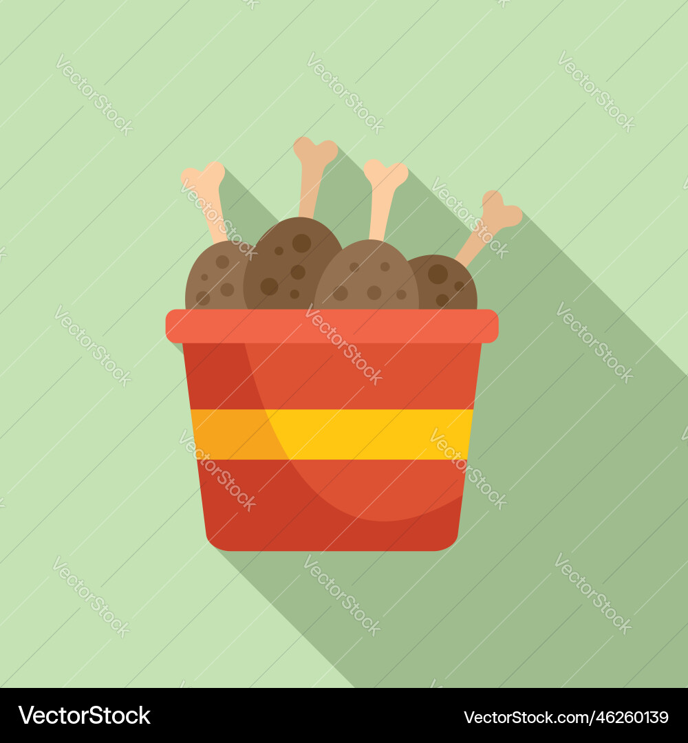 Meat bucket icon flat fast food Royalty Free Vector Image