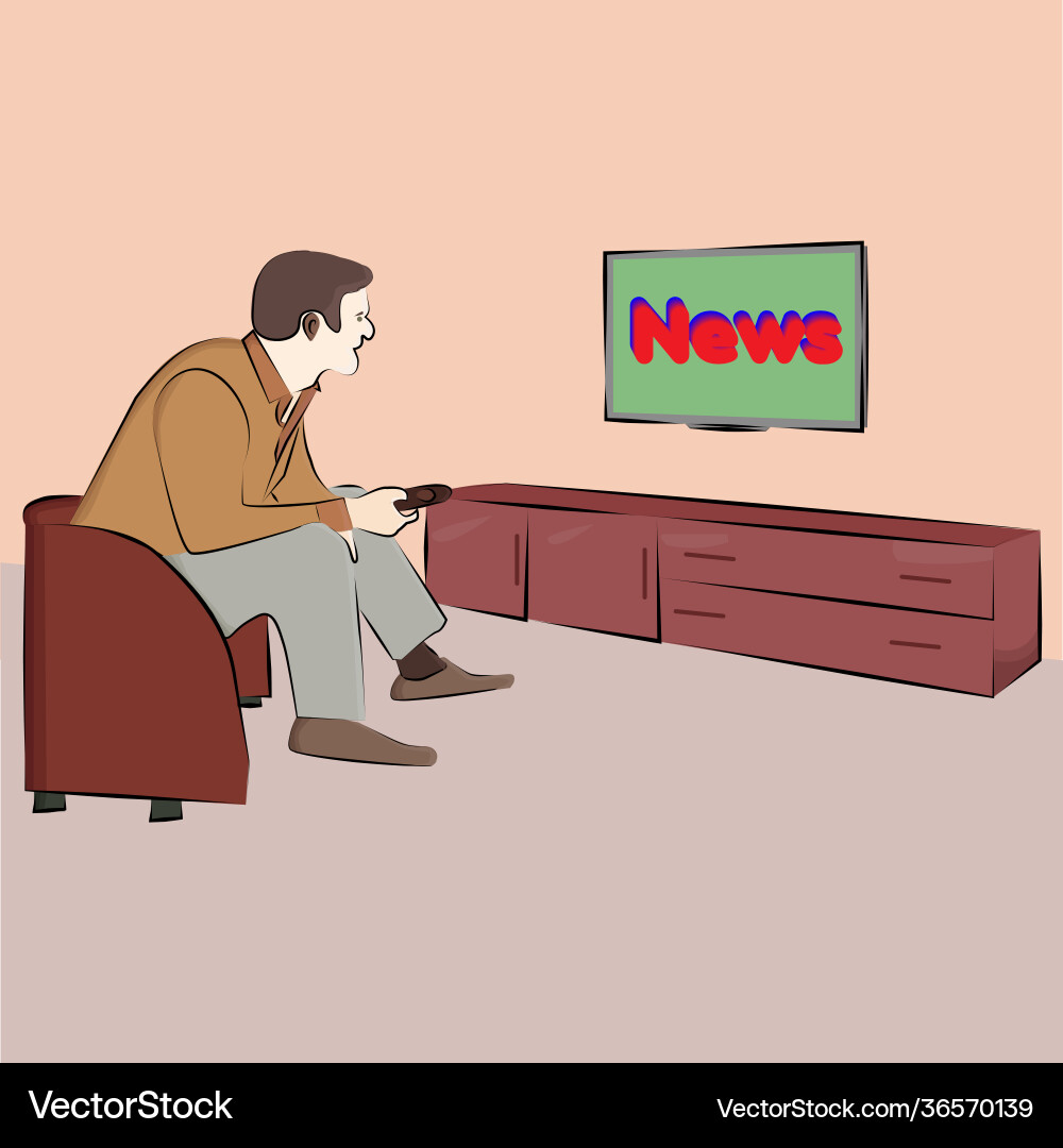 Watch news on tv Royalty Free Vector Image - VectorStock