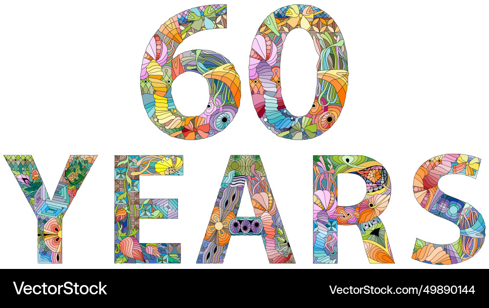 60 years anniversary emblem engraving design Vector Image