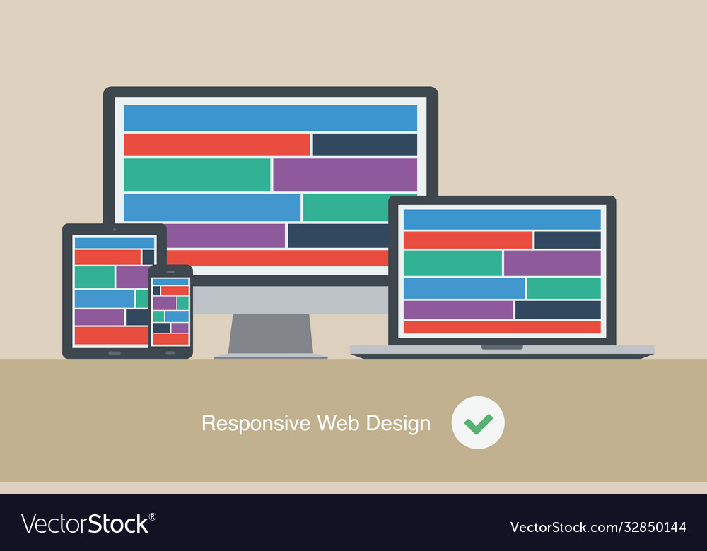 Flat responsive web design device Royalty Free Vector Image