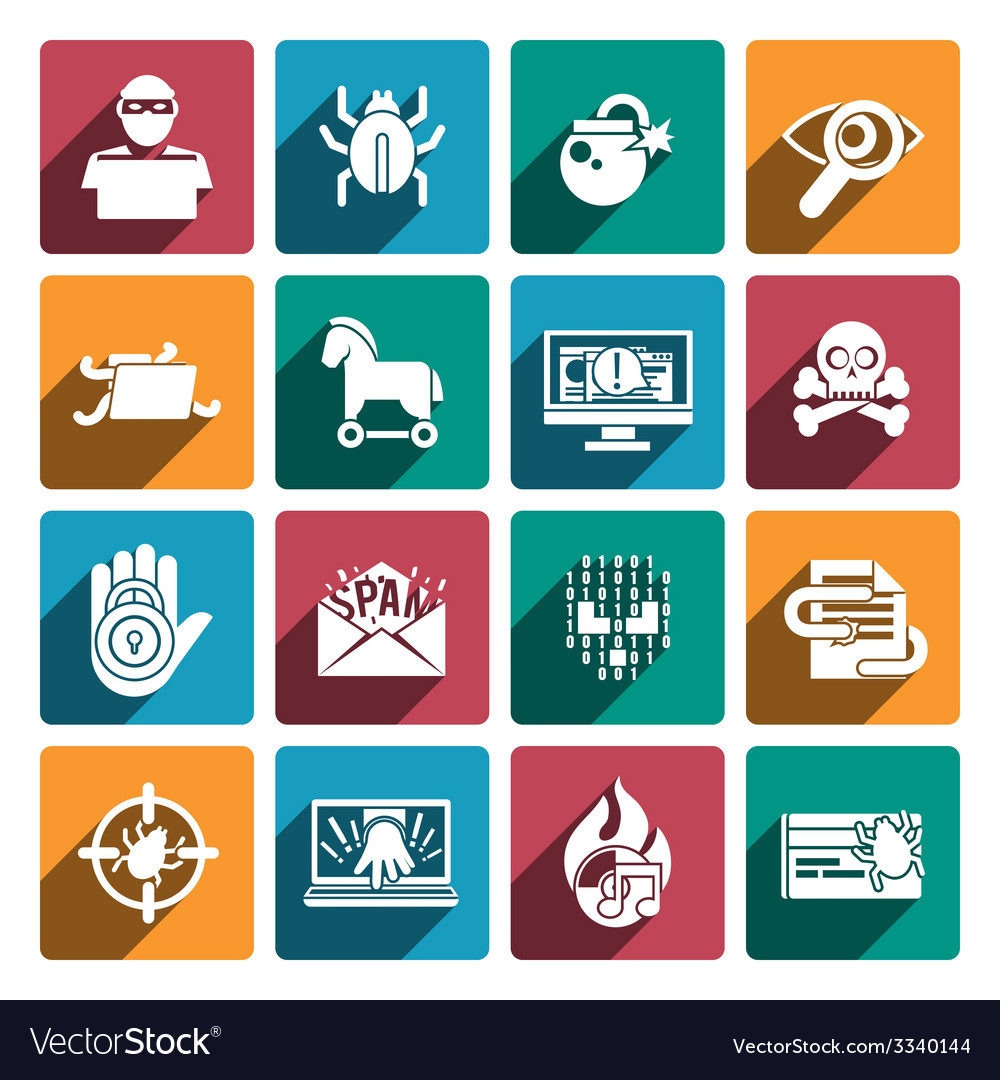 Hacker icons white set Royalty Free Vector Image