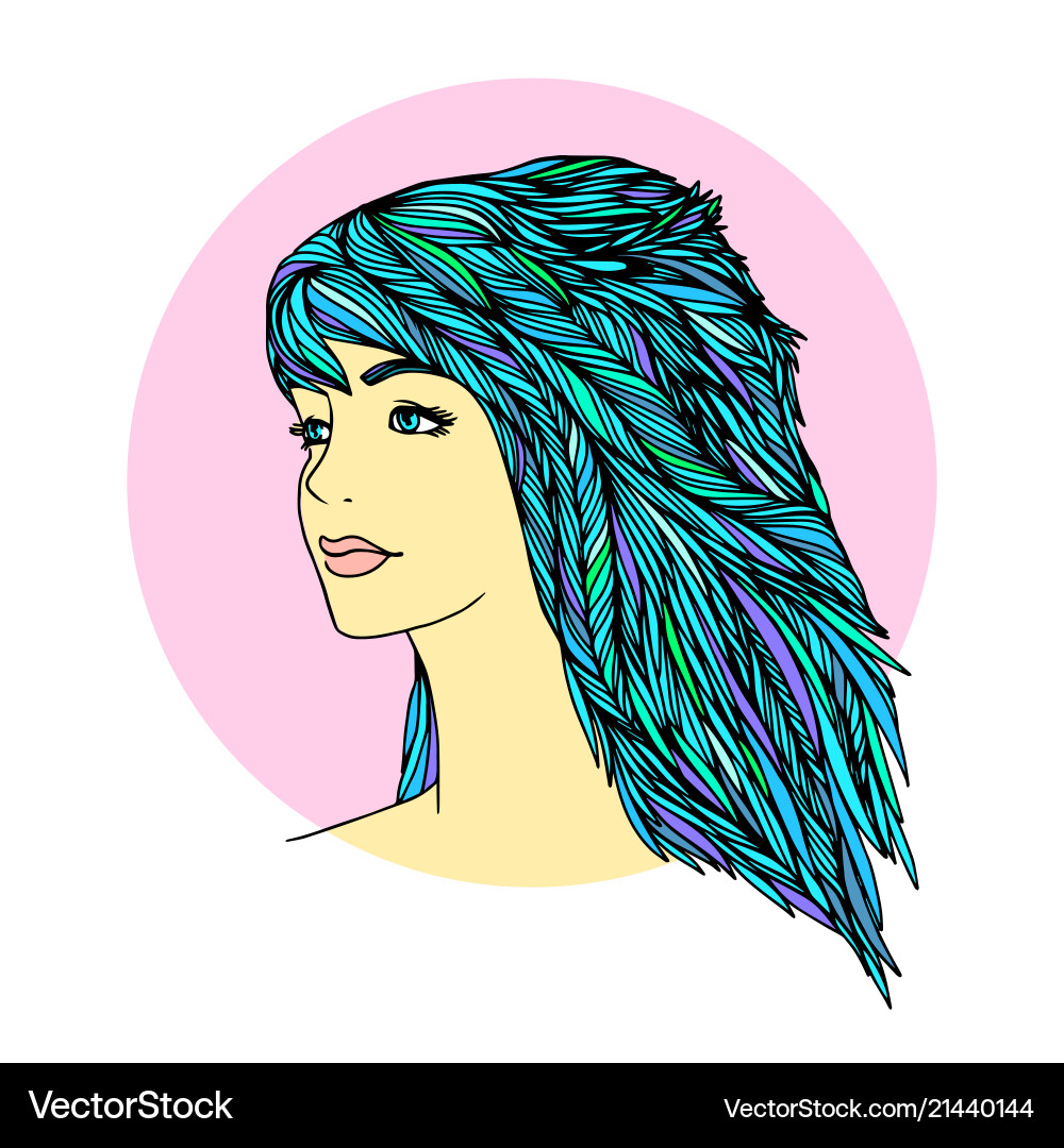 Hand drawn woman portrait Royalty Free Vector Image