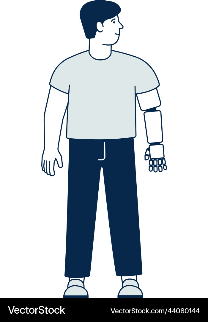 Smiling man with prosthetic arm disabled person Vector Image