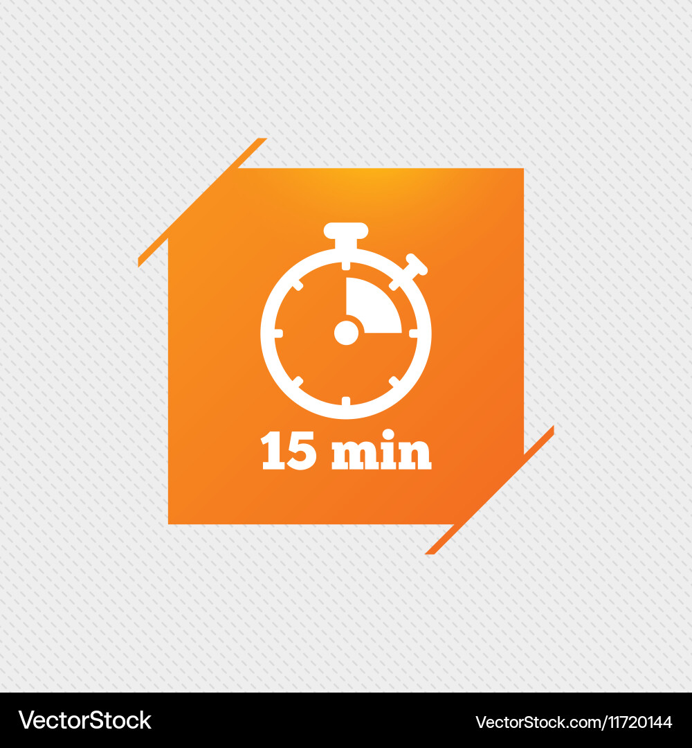 Timer sign icon 15 minutes stopwatch symbol Vector Image