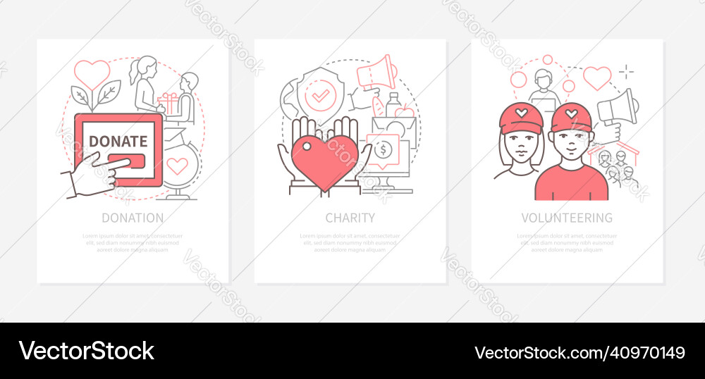 Donations charity and volunteering - line design Vector Image