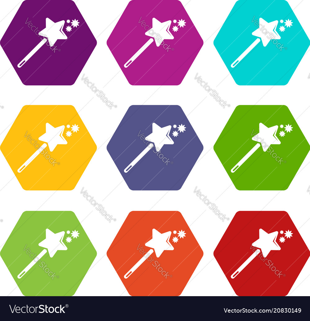 Magic wand icons set 9 Royalty Free Vector Image