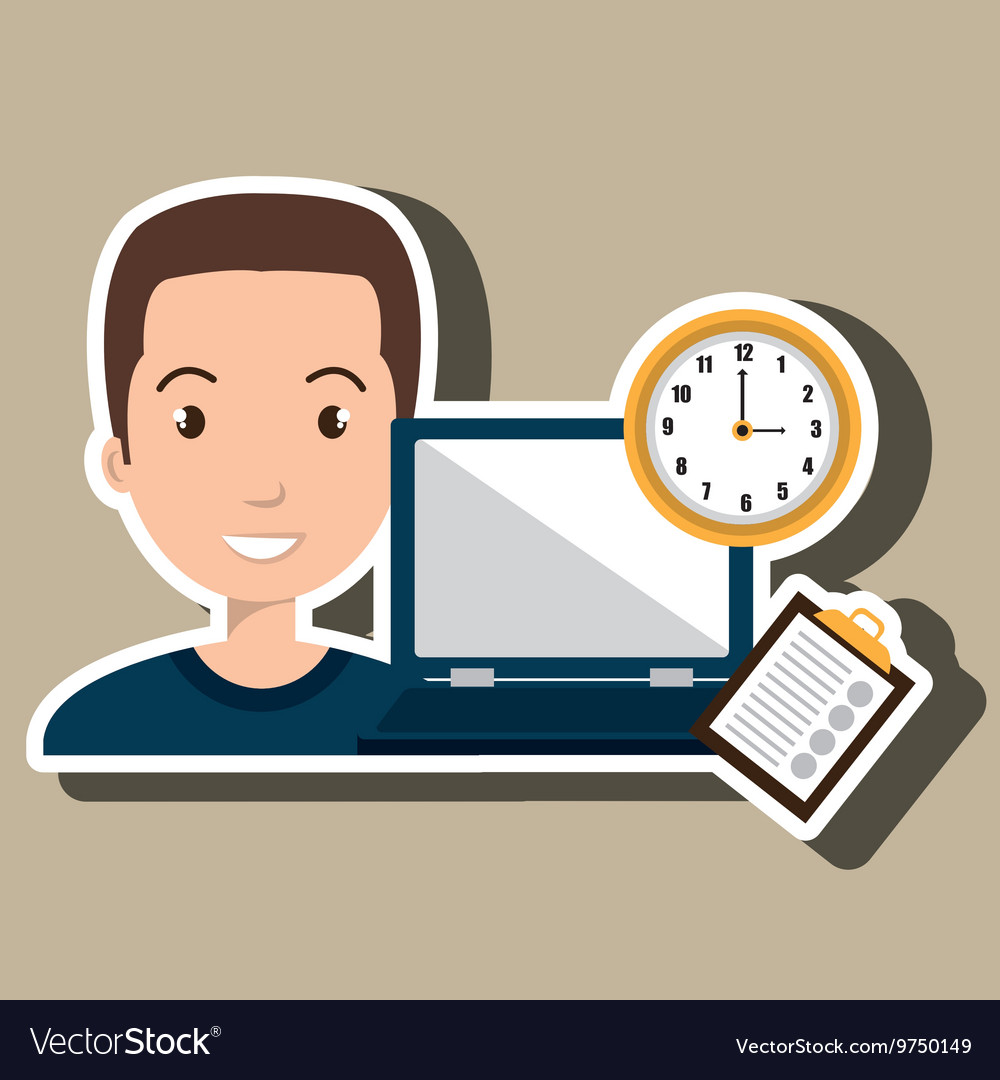Man with computer isolated icon design Royalty Free Vector