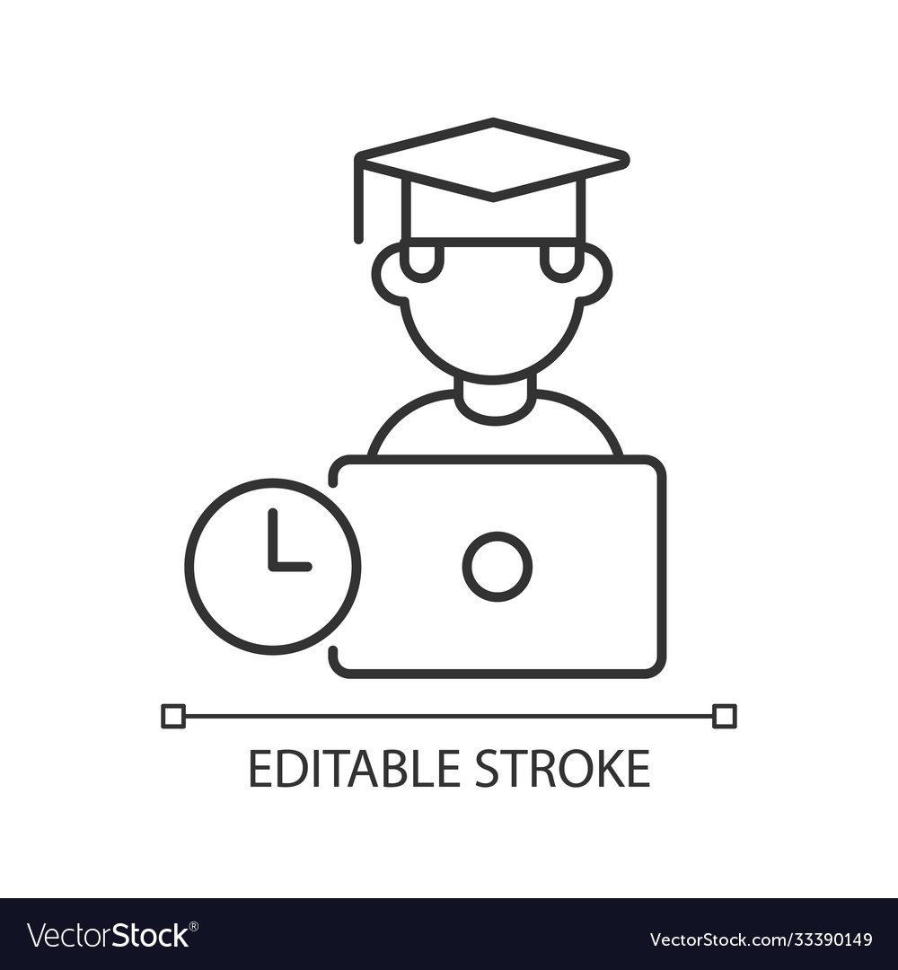 Remote education linear icon Royalty Free Vector Image
