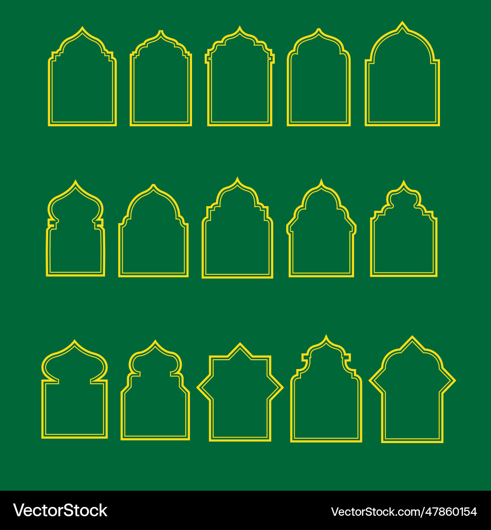 Islamic frame template bundle set Royalty Free Vector Image