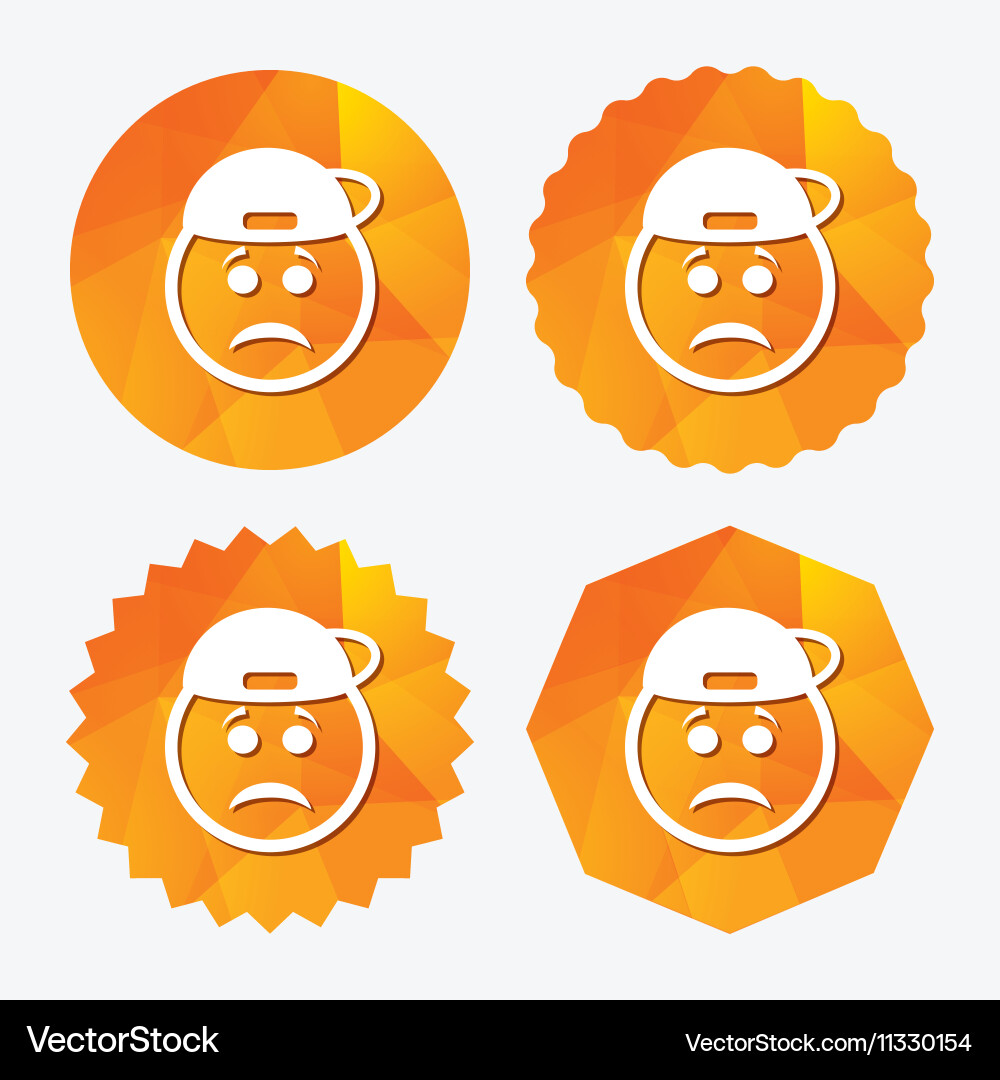 Sad rapper face sign icon sadness symbol Vector Image