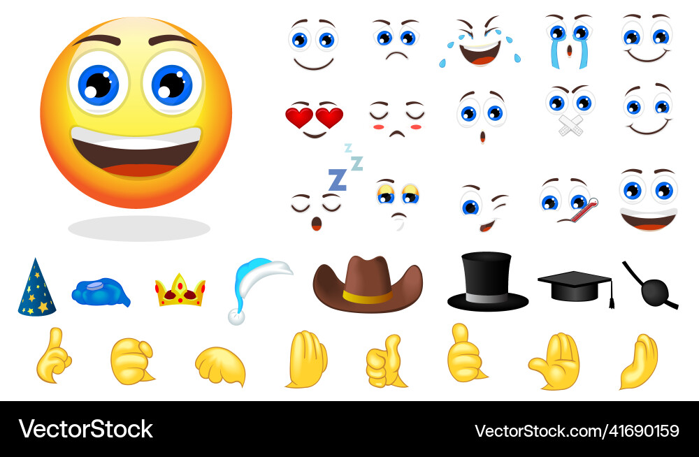 Cartoon emotion creation elements set Royalty Free Vector