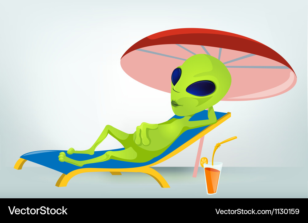 Cartoon vacation alien Royalty Free Vector Image
