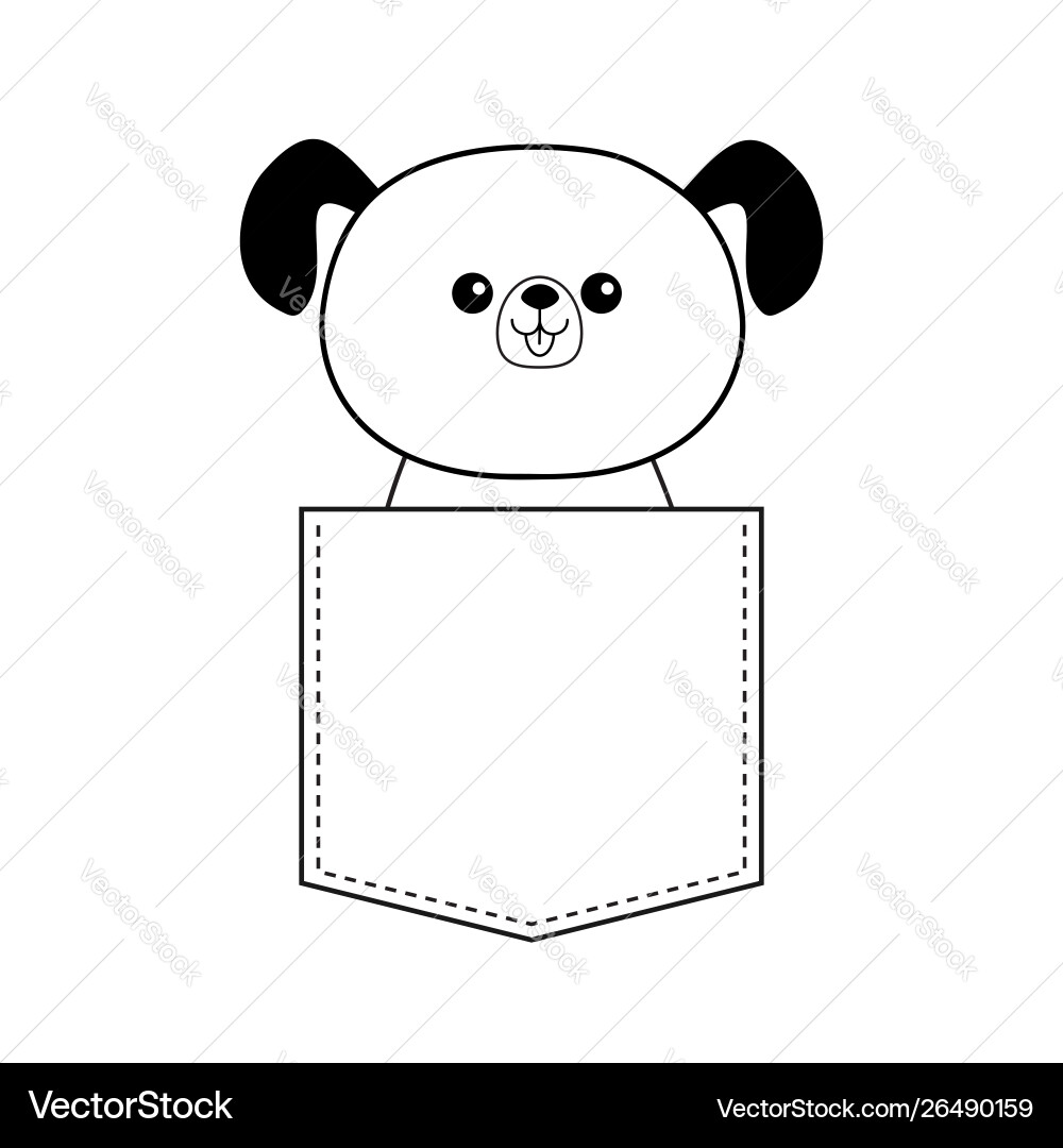 Cute dog in pocket doodle contour linear Vector Image