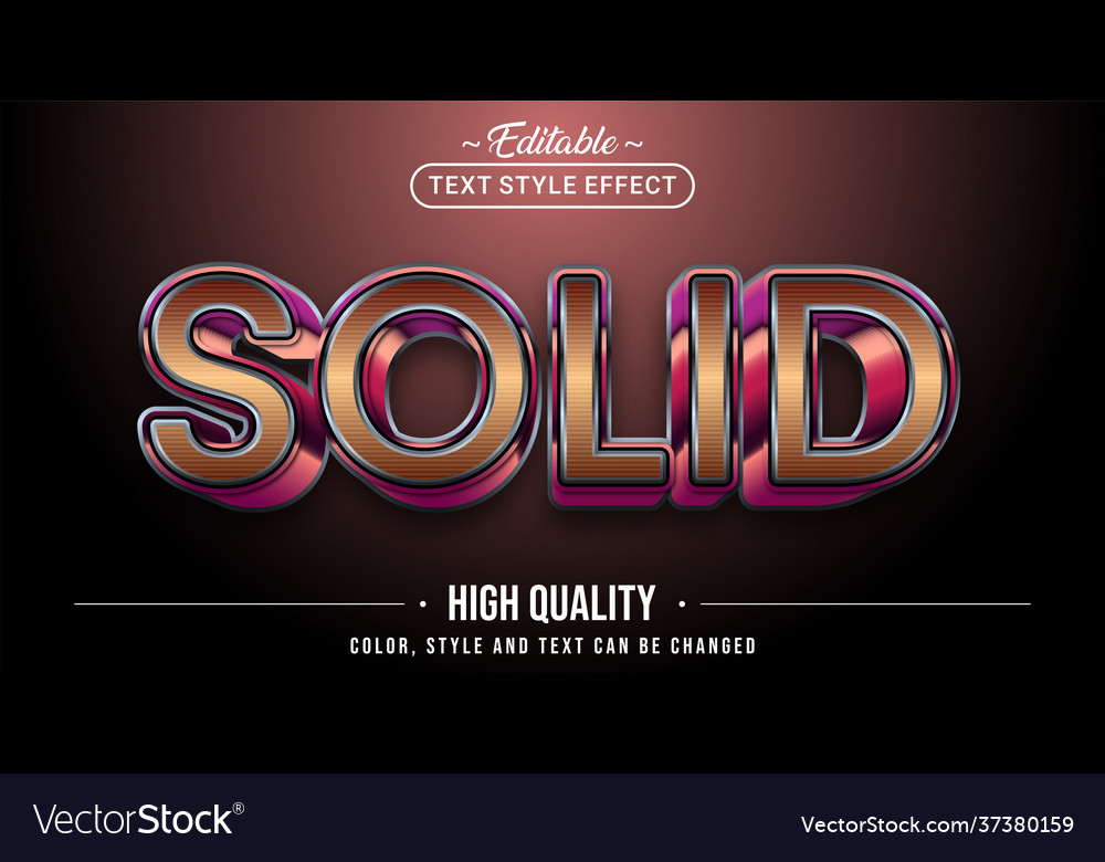 Editable text style effect - solid text style Vector Image