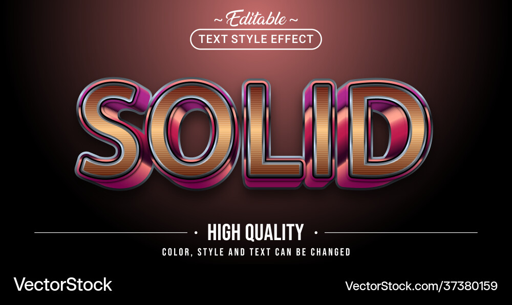 Editable text style effect - solid Royalty Free Vector Image