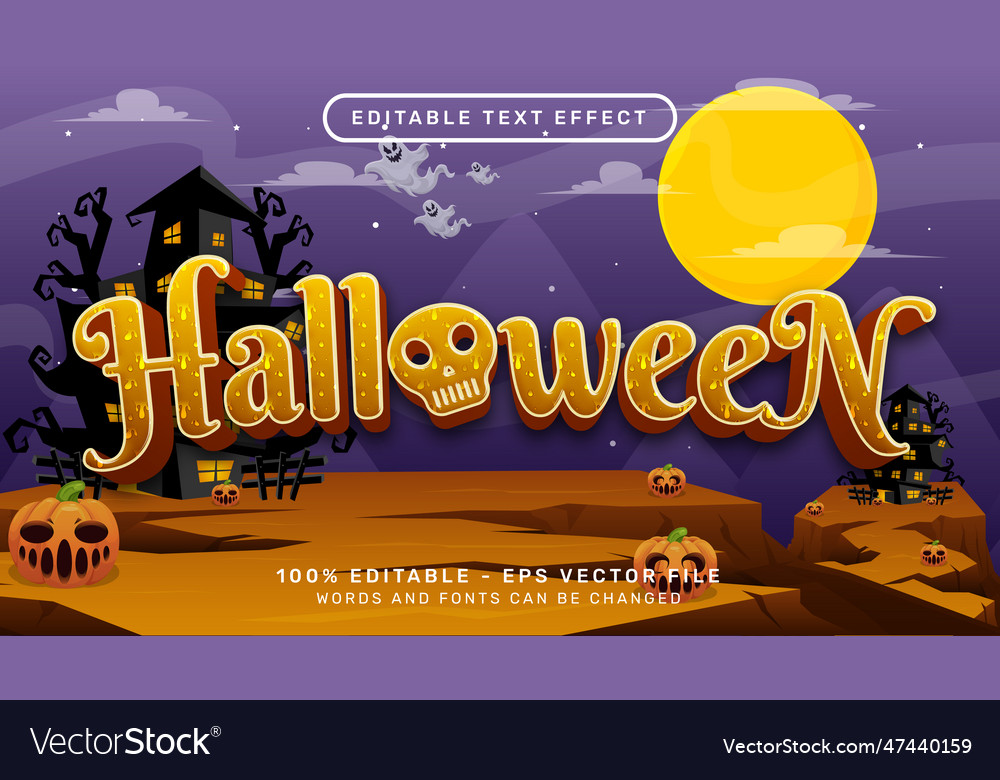 Halloween 3d text effect and editable text effect Vector Image