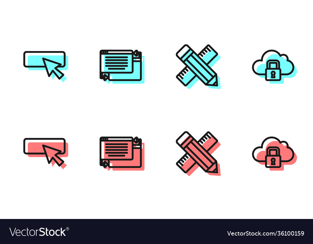 Set line crossed ruler and pencil ui or ux design Vector Image