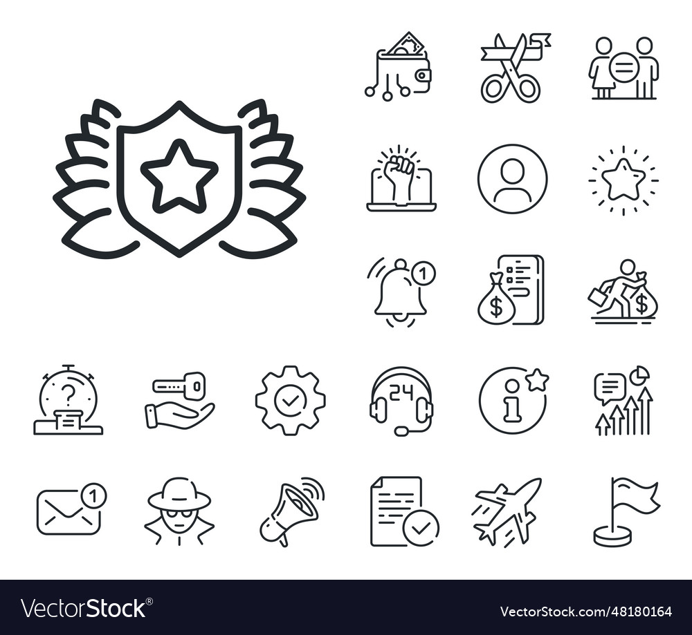Award shield line icon laurel wreath sign Vector Image Award shield line icon laurel wreath sign Vector Image