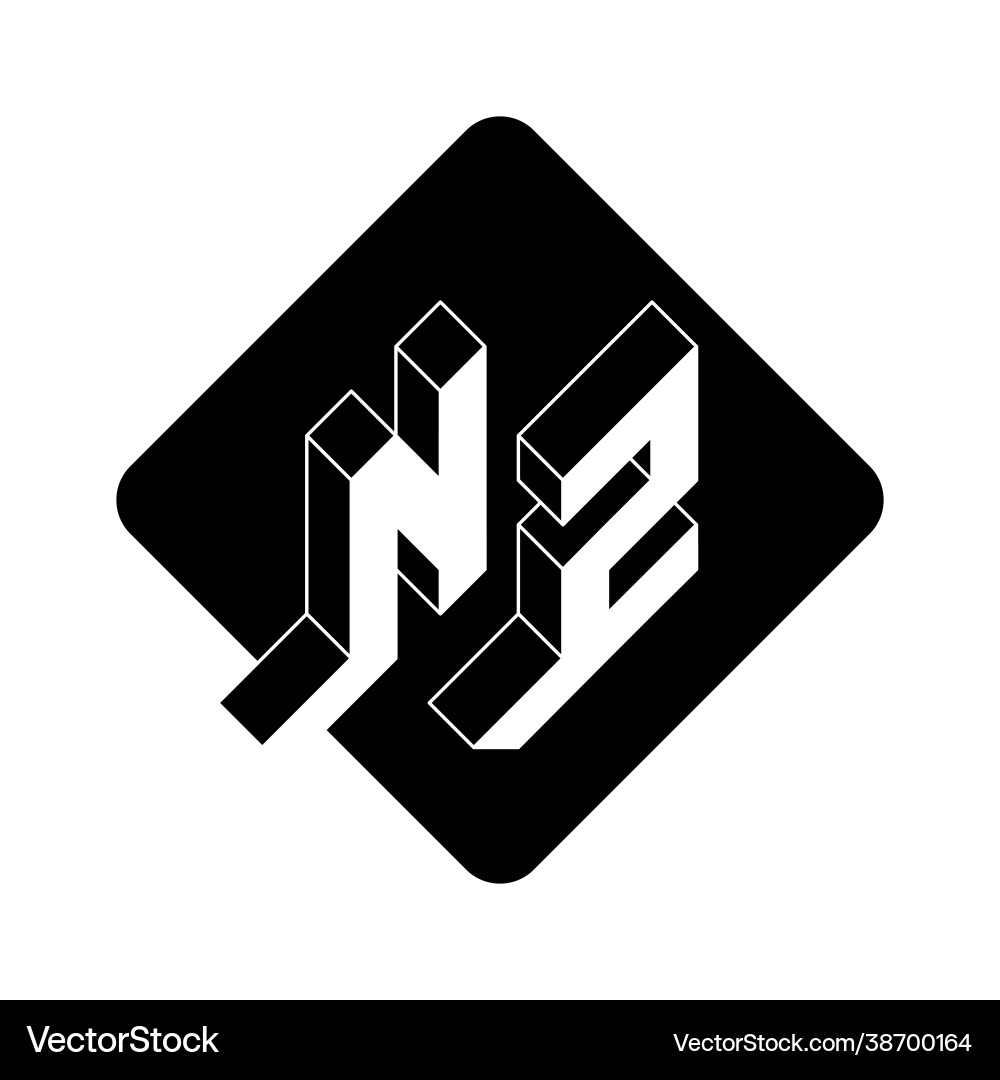 N and z - monogram or logotype isometric 3d font Vector Image