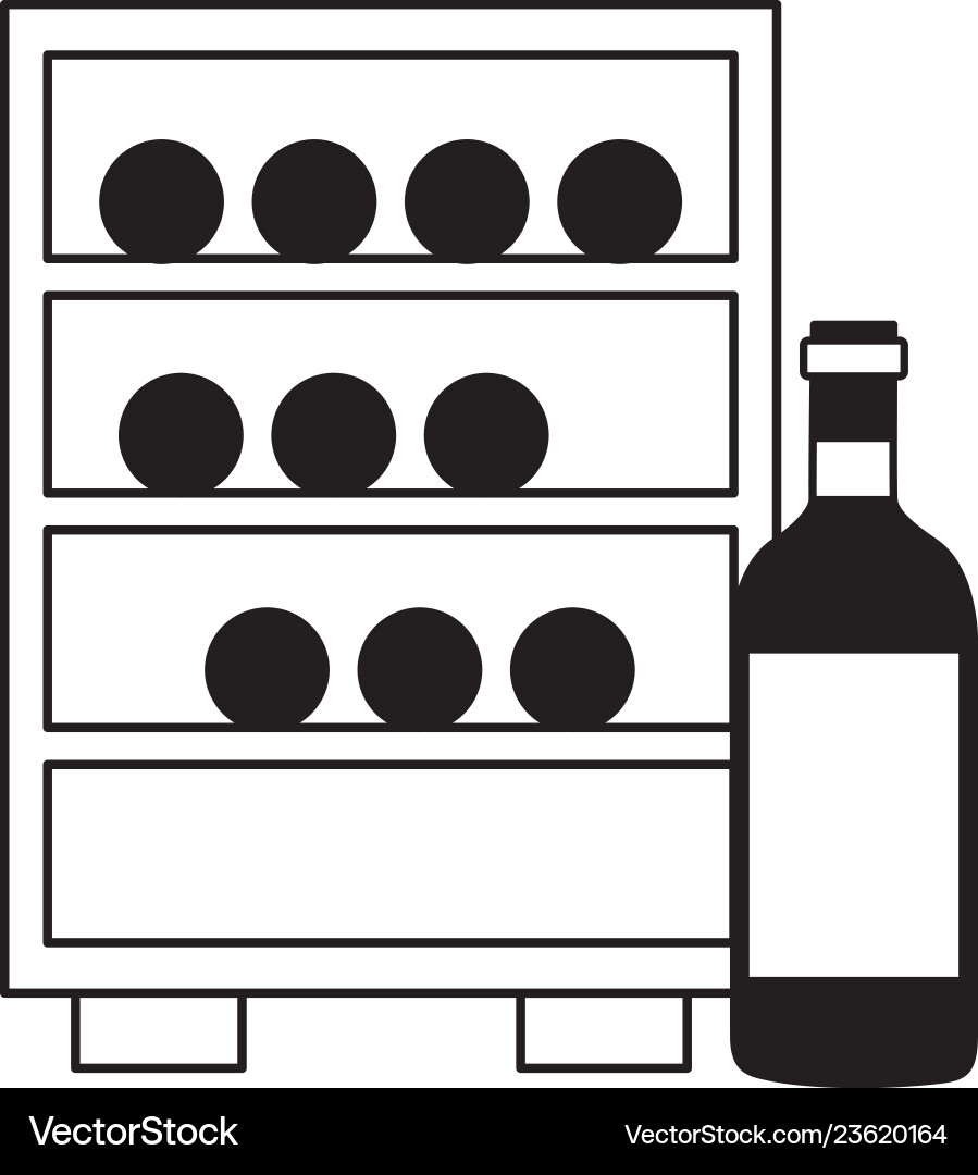 Refrigerator with wine bottles Royalty Free Vector Image