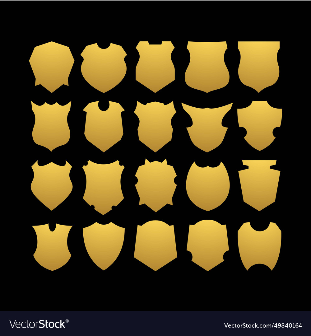 Silhouette Shield Icon Set In Vintage Style Vector Image