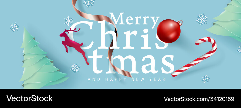 Christmas holidays composition on pastel cyan Vector Image