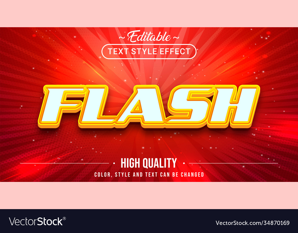 Flash yellow text effect - editable text effect Vector Image