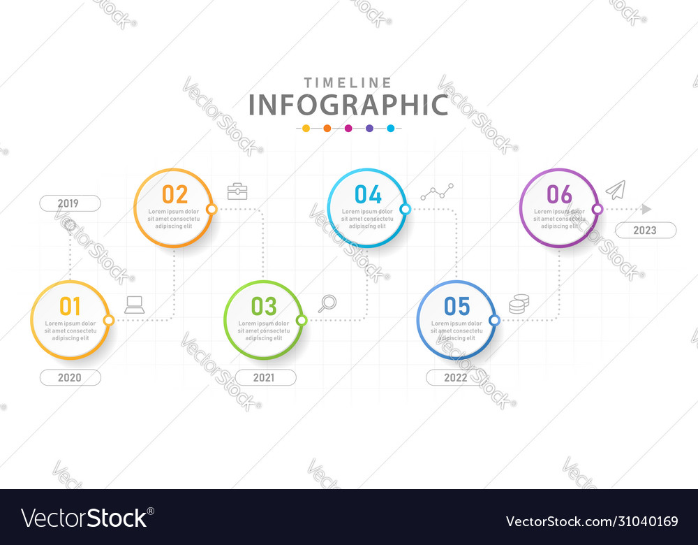 Infographic 6 steps modern timeline line diagram Vector Image Infographic 6 steps modern timeline line diagram Vector Image