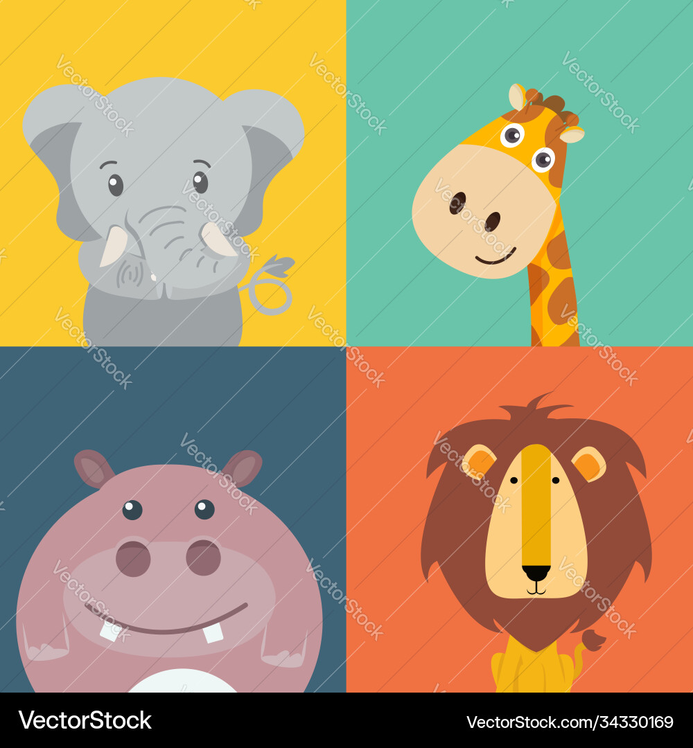 Little cute cartoon animals collection Royalty Free Vector