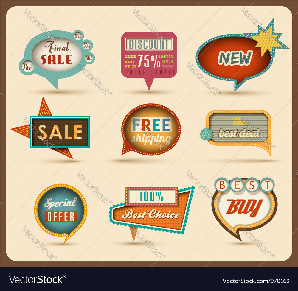 Retro speech bubbles Royalty Free Vector Image Retro speech bubbles Royalty Free Vector Image