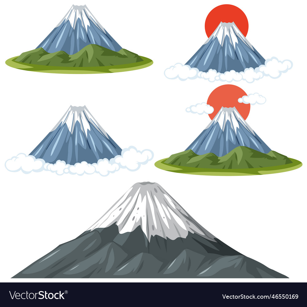 Set of mountain cartoon Royalty Free Vector Image