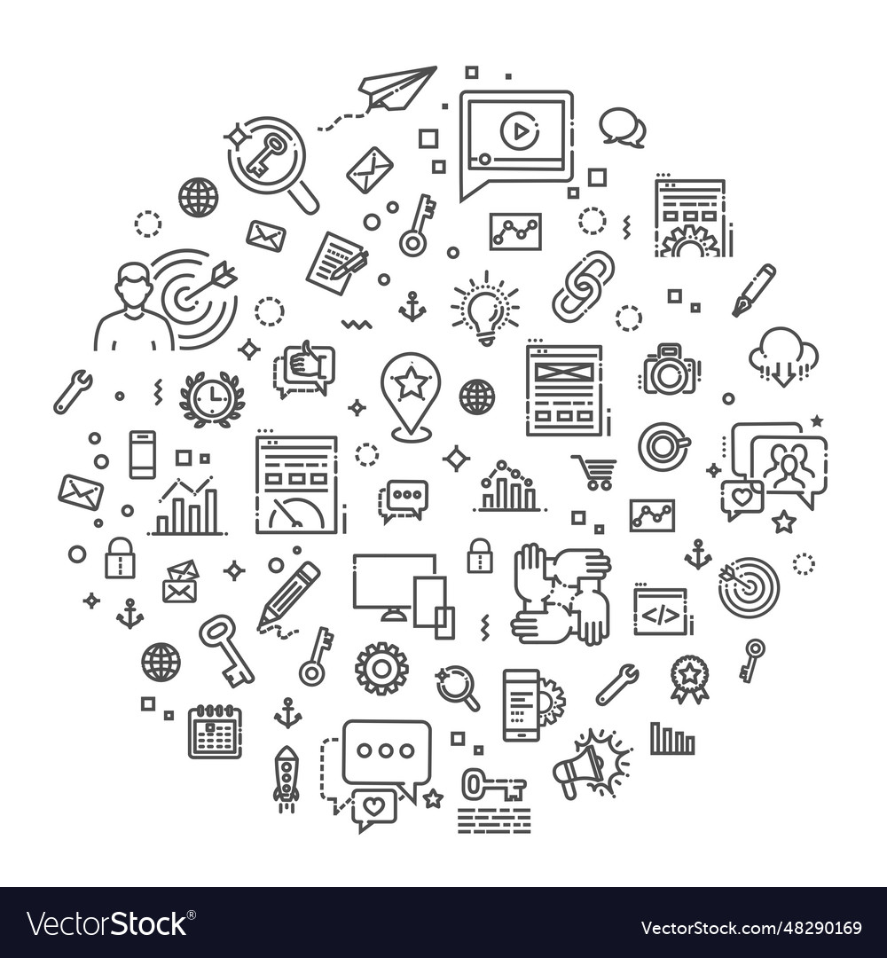 Set of seo and development Royalty Free Vector Image