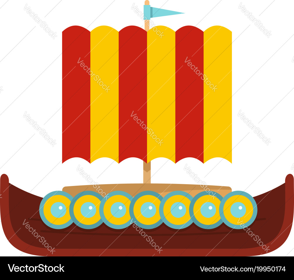 Ancient ship icon flat style Royalty Free Vector Image