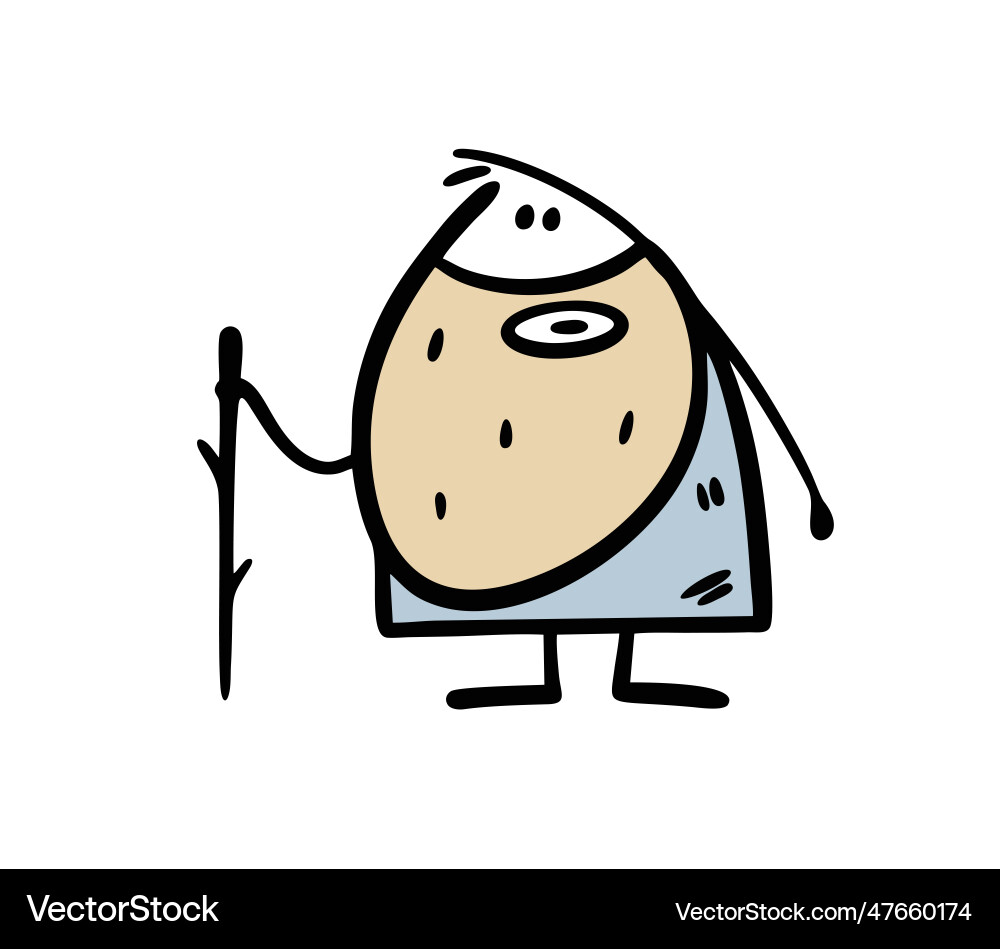 Beggar old man with a big long beard and stick Vector Image