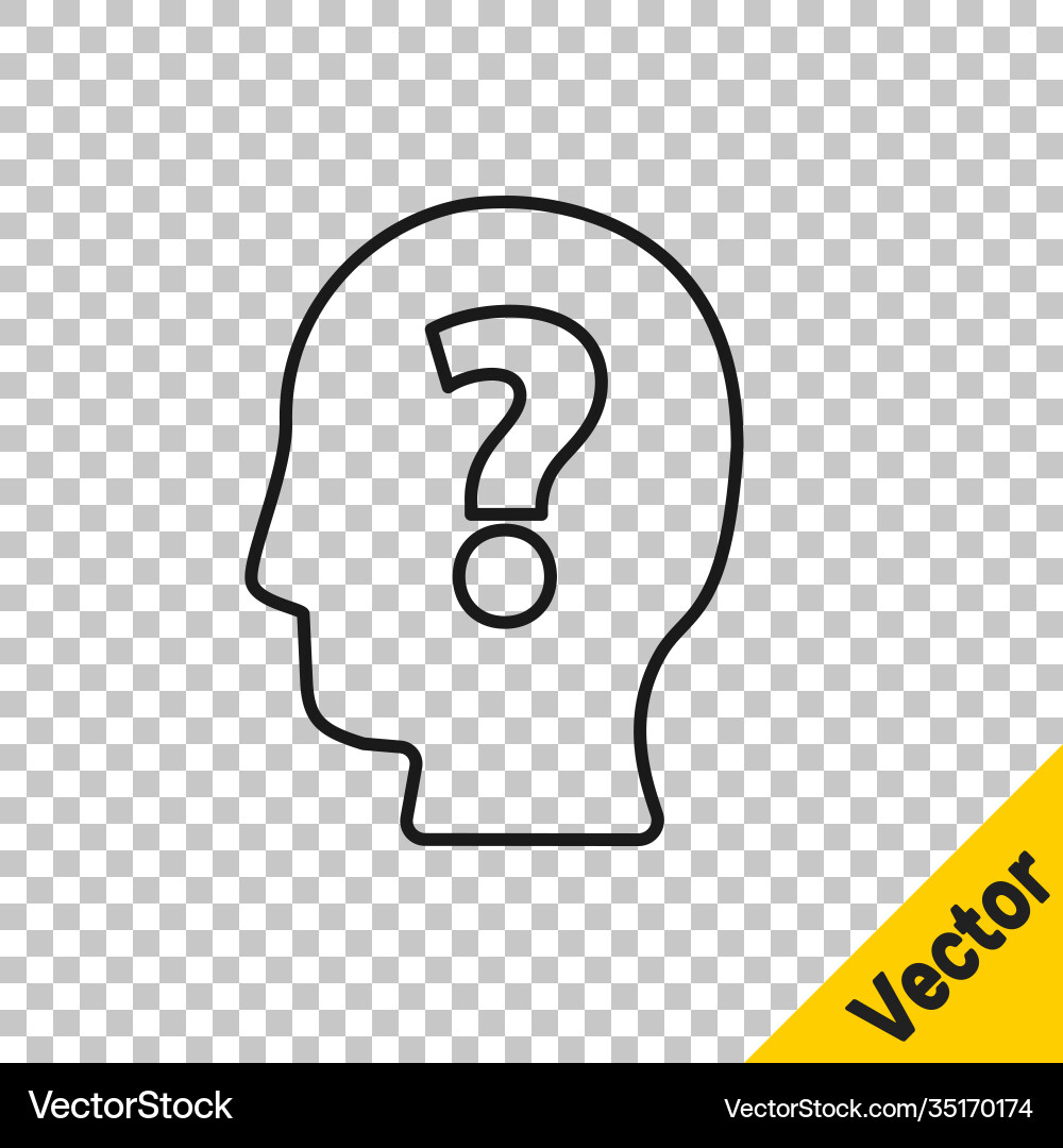 Black line human head with question mark icon Vector Image