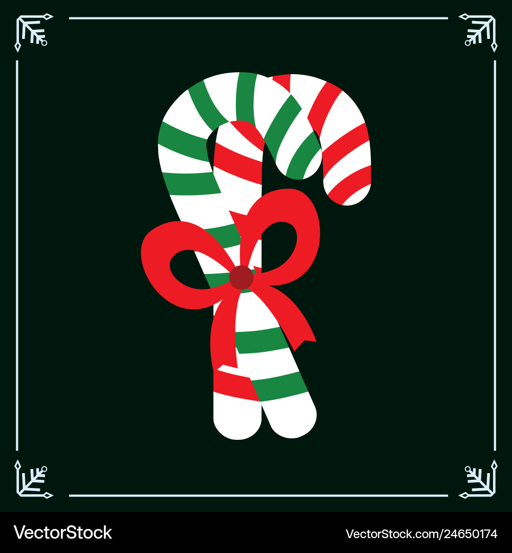 Candy canes christmas green background Royalty Free Vector