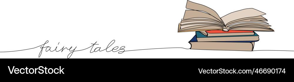 Fairy tales one line colored art continuous Vector Image